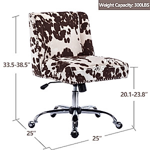 Kmax Home Office Desk Chair, Armless Modern Task Chair for Small Space, Cow