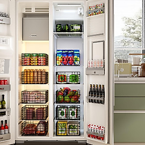 X-cosrack Foldable Cabinet Wall Mount Metal Wire Basket Organizer with Handles - 4 Pack, 12" x 12" X 6"Farmhouse Food Storage Mesh Bin for Kitchen Pantry Laundry Closet Garage Patent Design