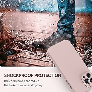 SURPHY Compatible with iPhone 13 Pro Max Case with Screen Protector, (Camera Protection + Soft Microfiber Lining) Liquid Silicone Phone Case 6.7 inch 2021, Pink Sand