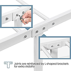 Topeakmart White Metal Twin Size Bed Frame with Headboard and Footboard, White Platform Bed Frame Twin, Heavy Duty Steel Salt Metal Bed Frame, No Box Spring Needed, Anti-Slip Metal Bed Frame, White