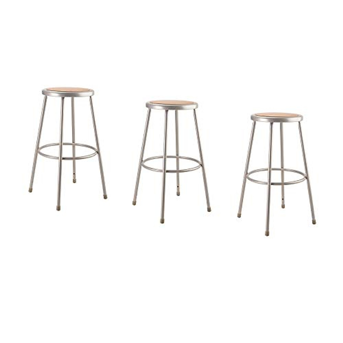 National Public Seating 6230-CN Steel Stool with 30" Hardboard Seat, Grey (Pack of 3)