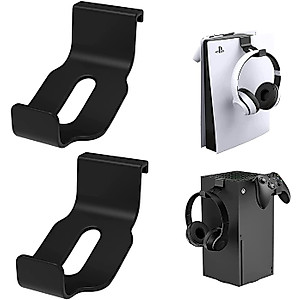 NINGMANC Headphone Hook Holder Stand & Gamepad Controller Stand for PS5, Xbox Series X, Screwless Portable Storage Rack Accessories - (2 Pack Black)