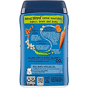 Gerber 2nd Foods Power Blend Cereal For Baby, Probiotic, Oatmeal, Lentil, Carrots & Peas, With Whole Grains & Plant Protein, 8 OZ Canister (Pack of 3)
