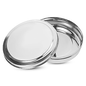 KSJONE Stainless Steel Chocolate Flat Slim and Sleek Canisters/Puri Dabba/Storage Containers Set of 3 Pcs Big Set (23 Oz, 30 Oz, 40 Oz)