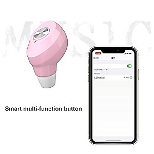 areclern Bluetooth-Compatible Earbuds Wireless Mini Single Ear Headphone Hidden for Running Pink