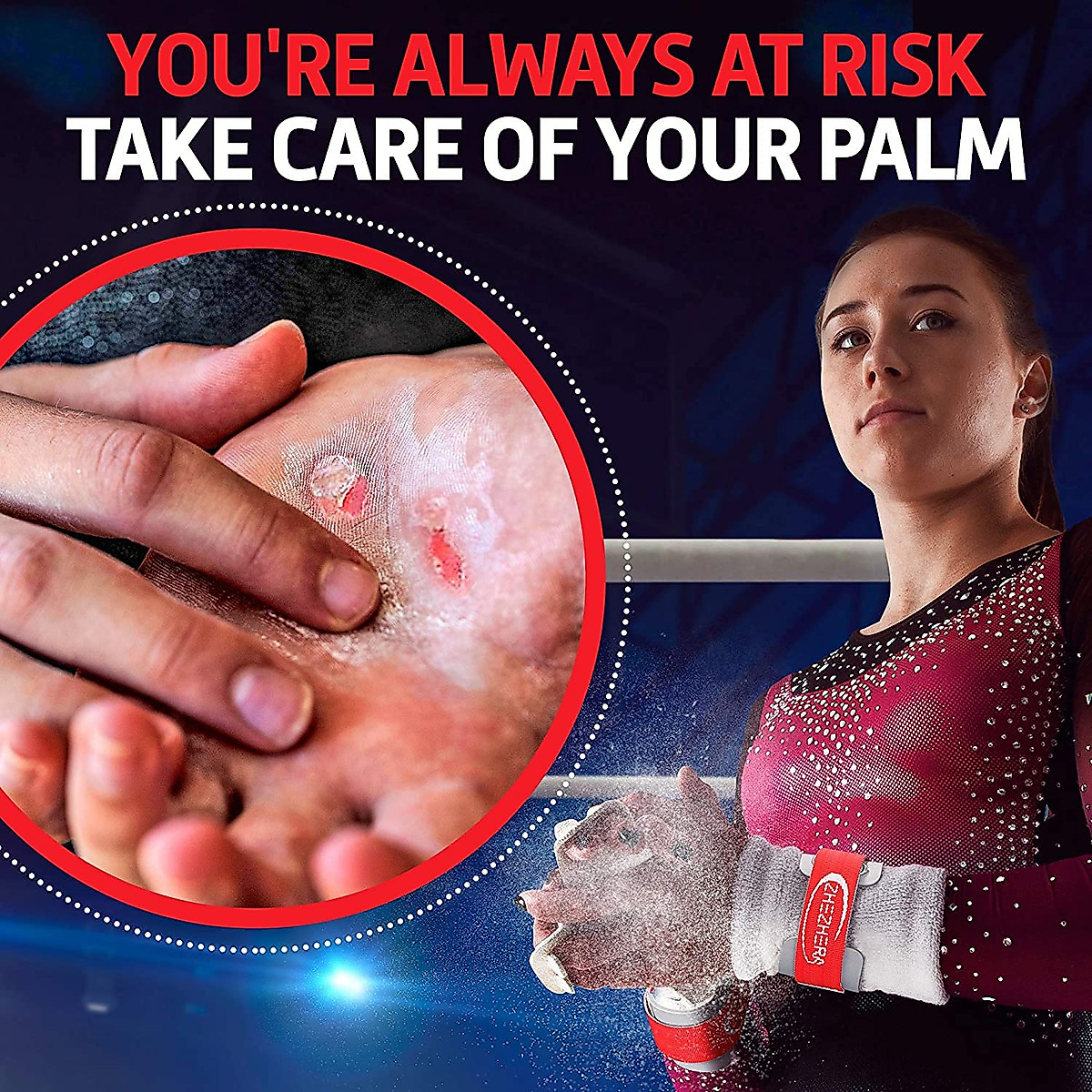 ZHEZHERA Professional Dowel Gymnastics Grips for Girls Youth Uneven Bars (Hook & Loop - Sold in Pairs) | The Original Competition Grade Uneven Bar Grips for Girls Gymnastics ((3 | Large))