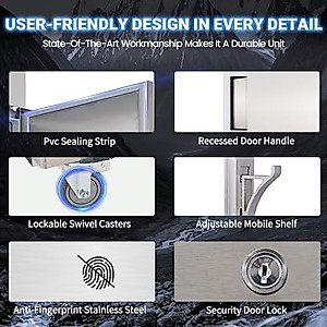 kalifon 27"W Commercial Freezer 1 Solid Door, 23 Cu.ft Reach-in Stainless Steel Freezer, Upright Fan Cooling for Restaurant, Bar, Home, Shop (Equip 4 Shelves) - kalifon Warehouse Shipments