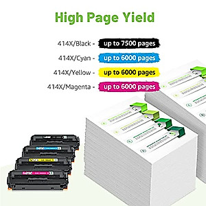 414X Toner Cartridges 4 Pack Compatible Replacement for HP 414X 414A for HP Color Pro MFP M479fdw M454dw Enterprise M455dn MFP M480f Printer (Black Cyan Yellow Magenta)