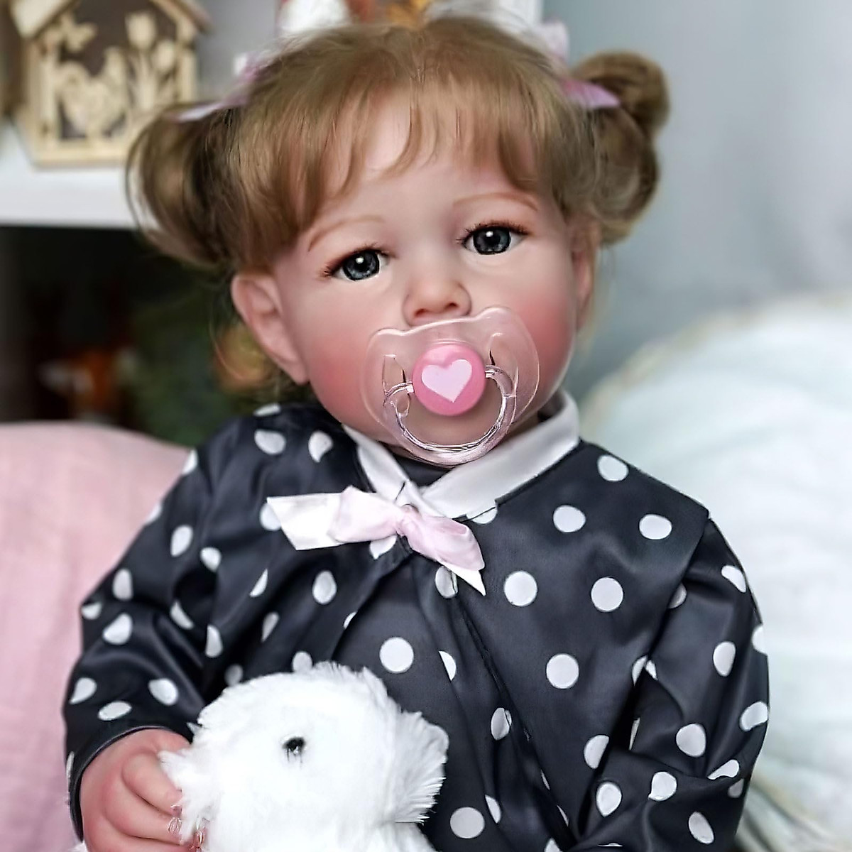 BABESIDE Lifelike Reborn Baby Dolls - 18-Inch Velvety-Smooth Skin Realistic-Newborn Baby Dolls Blue Eyes Girl Handmade Real Life Toddler Dolls with Toy Accessories Gift Set for Kids Age 3+