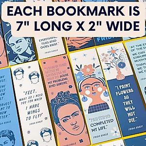 36-Pack of Frida Kahlo Paper Bookmarks. Perfect for Art Lovers, Feminists, and Culture Enthusiasts. These Colorful and Inspiring Bookmarks Feature Quotes by The Iconic Mexican Artist.