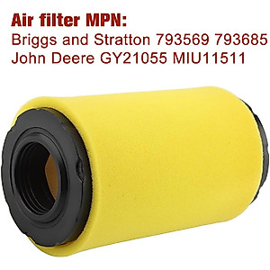 Drblawi Compatible with 793569 793685 Air Filter for Briggs and Stratton Intek Craftsman LT2000 YT3000 4241 5415 John Deere GY21055 MIU11511 LA125 LA115 D100 D110 D120 Lawn Mower Tractor (Pack of 2)