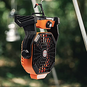 Camping Fan with LED Lantern, Portable Fan Rechargeable USB Table Fan, Battery Operated Fan 270°Head Rotation & Stepless Speed for Camping Accessories, Bedroom, Table, Tent, Travel