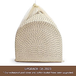 J&JOO Baby Changing Basket - Raised Side Foam Pad with Wipeable Waterproof Pad Cover, Built-in Security Strap, Handmade, Moses Basket Changing Table Topper Changing Pad