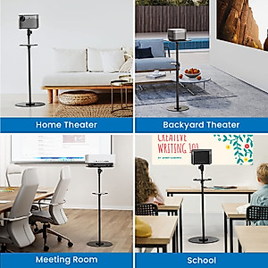 Mount-It! Dual Use Projector Stand, 2 Mounting Options: 1/4" Screw and Platform Portable Projector Stand For Mini Projectors Adjustable Height Floor Stand 13.2 lb load, For Home, Office, Studio, DJs