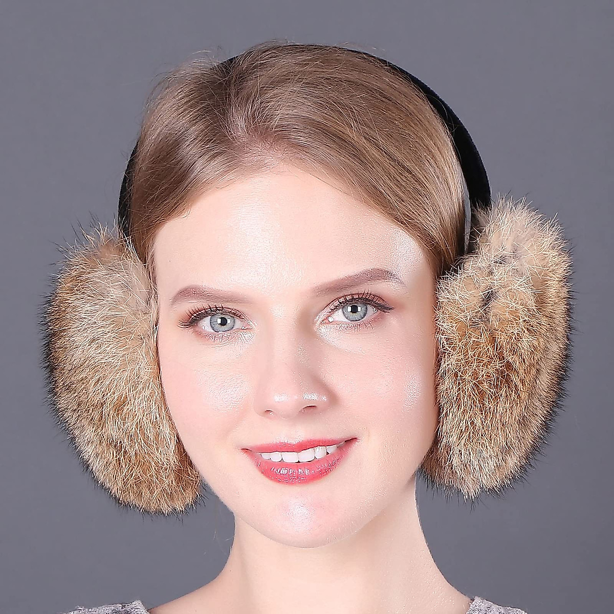 Clobeau Women Girls Faux Fur Earmuffs Earlap Christmas Reindeer Ear Warmers Muffs Cover (Brown)