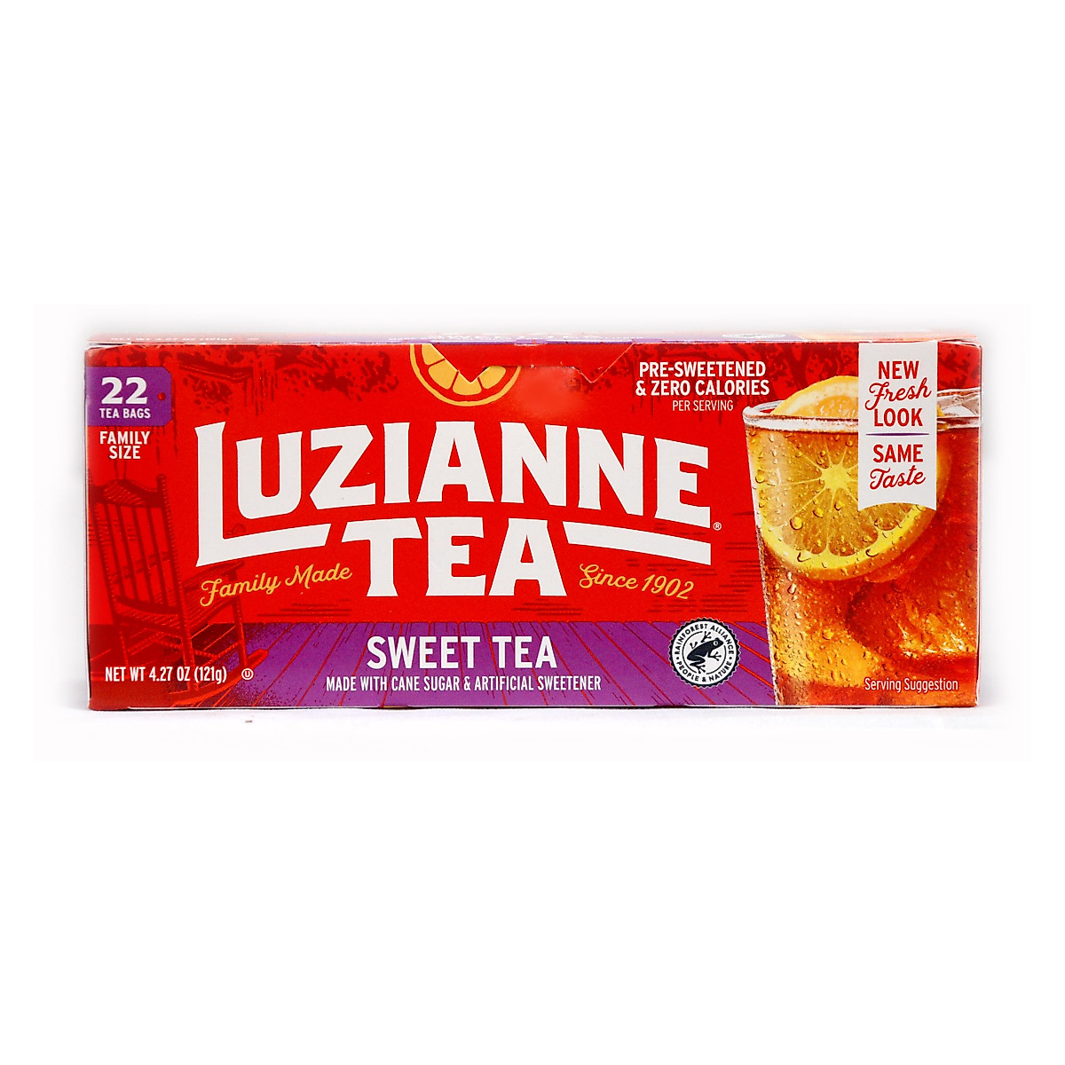Luzianne Sweet Tea, 3-4.27 Oz Boxes, 66 Family Size Tea Bags (22 bags per box), Pre-Sweetened and Zero Calories- 3 Pack Bundled with a JFS Recipe Card