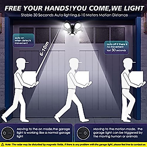 Motion Sensor Garage Light 150W Deformable Garage Ceiling Light Bulb 15000LM LED Garage Lights Motion Activated Garage Light with 5 Adjustable Panels for Garage Basement Attic Warehouse Workshop