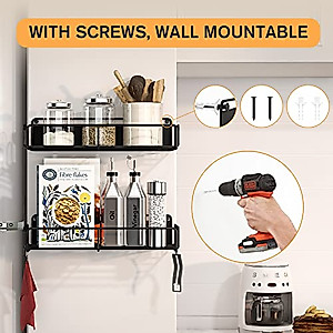 oponar 4 Pack Magnetic Spice Rack for Refrigerator: Large Capacity, Metal&Black