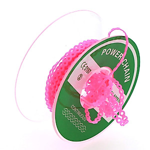 Orthodontic Braces Rubber Chains Power Chains, Dental Rubber Chains Power Chains for Braces,Orthodontic Spool Elastic Rubber Band C/S/L 4.5M (C,Pink)