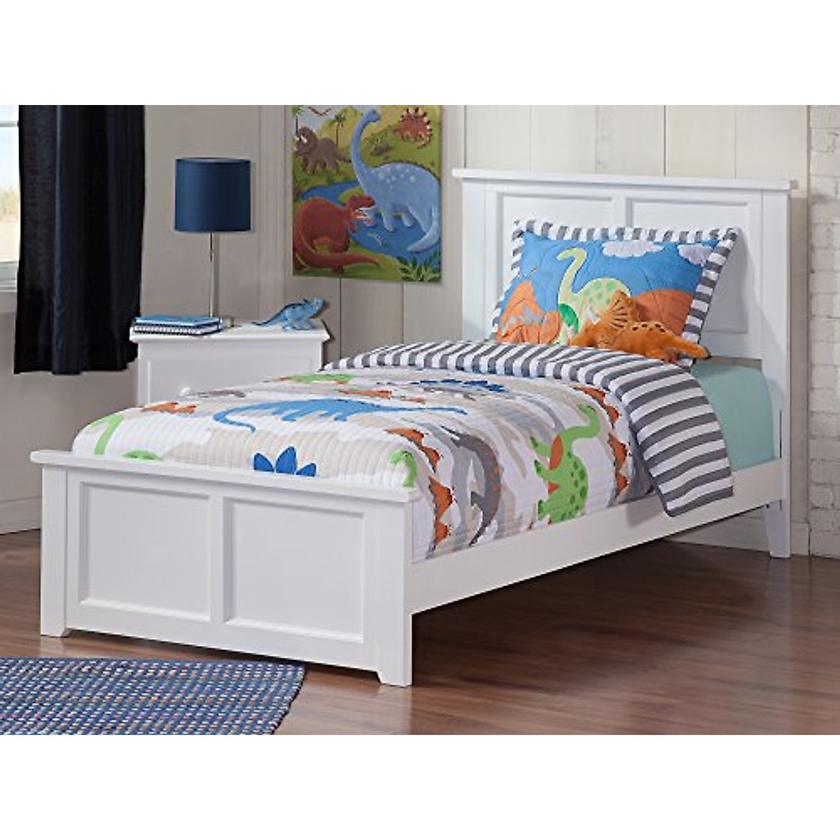 AFI Madison Twin Traditional Bed with Matching Footboard and Turbo Charger in White