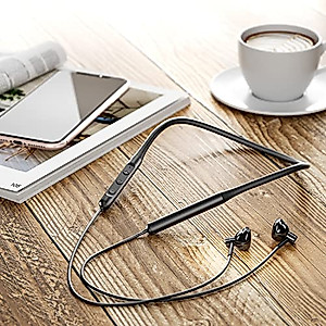 Bluetooth Headphones Noise-canceling Magnetic adsorption Neck-Hanging Wireless Sports Earbuds with Microphone,Stereo bass in-Ear Earphones with Ear Loops and soundproof Cotton,IPX4 Waterproof,16h