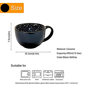 BigNoseDeer 15oz Goth Halloween Mug Large Witch Halloween Coffee Mug Evil Eyes Goth Decor Ceramic Tea Cup Black Coffee Cup for Witchy Gifts Goth Cup Tea Mug Halloween Cauldron Mug Witch Brew Mug