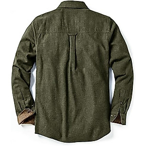 CQR Men's All Cotton Flannel Shirt, Long Sleeve Casual Button Up Plaid Shirt, Brushed Soft Outdoor Shirts, Solid Hunter Green, Medium