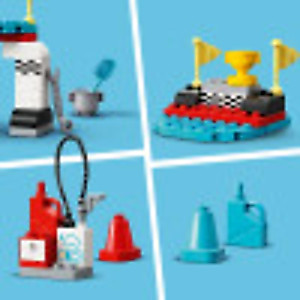 LEGO DUPLO Town Race Cars 10947 Cool Car-Race Building Toy; Imaginative, Developmental Playset for Toddlers and Kids; New 2021 (44 Pieces)