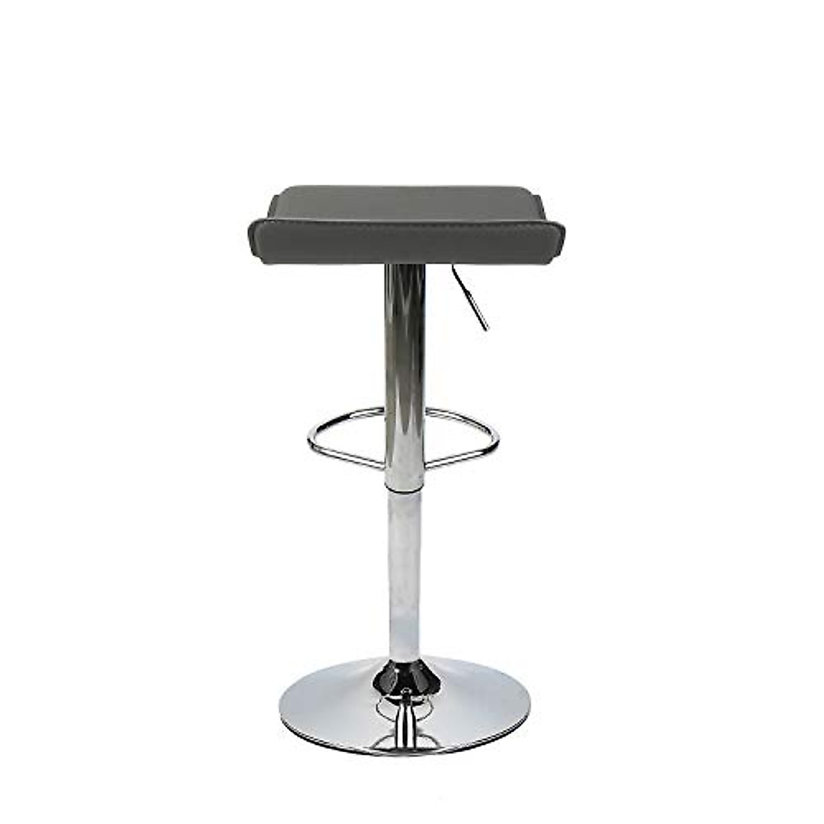 Set of 2 Barstool, Adjustable Swivel Bar Stools with PU Leather and Chrome Base, Gaslift Pub Counter Chairs, Grey