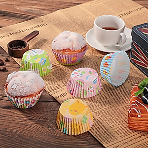 Patelai 600 Pcs Easter Cupcake Liners Mini Easter Baking Cups Egg Bunny Chick Wrappers Paper Liners for Easter Party Decorations Supplies