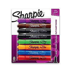 SHARPIE Flip Chart Markers, Bullet Tip, Assorted Colors, 8 Pack