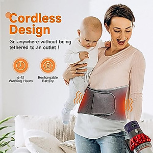 MELCAM Portable Heating Pad, Rechargeable Electric Cordless Heating Pad with 3 Heat Levels and 3 Massage Modes for Back, Neck, Shoulder Pain Relief and Cramps, Period Heating Pad for Women