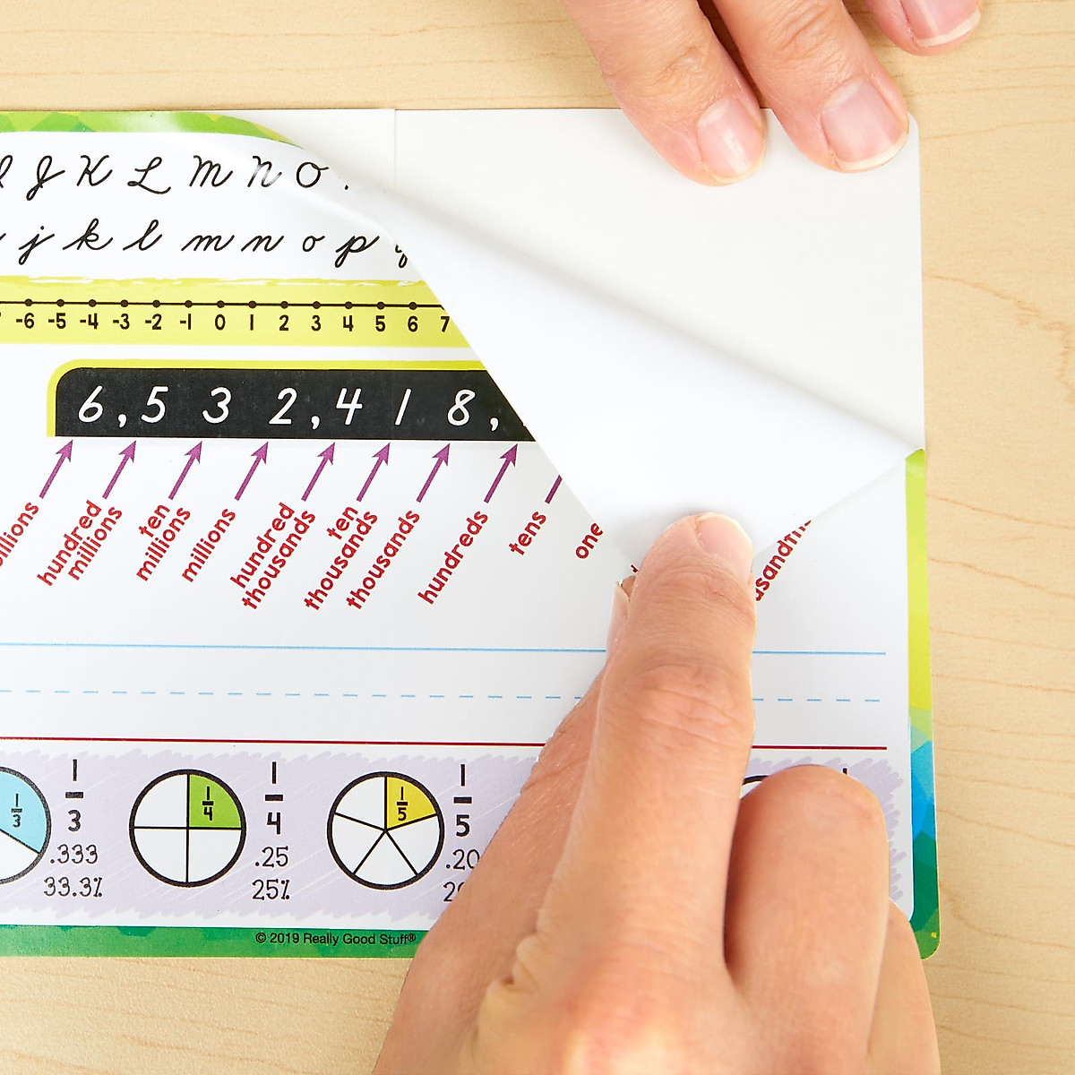 Really Good Stuff 24PK Intermediate Self-Adhesive Vinyl On-The-Go Reference Nameplate with Cursive & Math Skills-Traditional Manuscript Name Tags