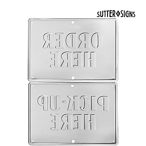 Order Here Pick Up Here Aluminum Sign Set | Coffee Bar, Food Truck, Ice Cream Shop, Store Display and Decor Signs. Aluminum Signs, 11" x 8.3"