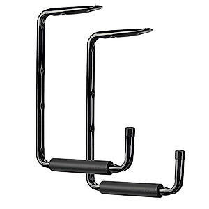 Ladder Hooks for Garage Ceiling, 15.3" Wall Mounted Garage Storage Hooks, Heavy Duty Utility Hanger for Ladder, Wood, Tools, Garden Hose and Bike(2 Pack, Black)