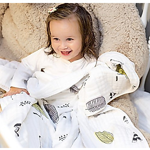 Clover & Sage Organic Muslin Baby Toddler Blanket - 100% Hypoallergenic Cotton Bed Blankets - Cuddle Bears