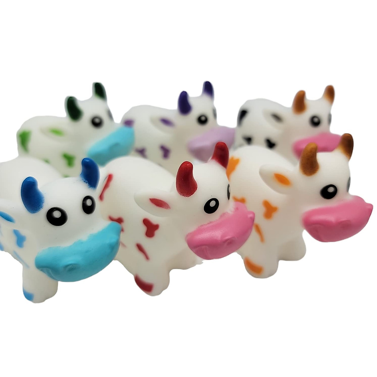 Colorful Rubber Water Squirting Cows (2.5") Squeeze and Squirt Water. Bathtub, Pool Toy for Kids. Safe and Non Toxic. Durable Party Favor. (12)