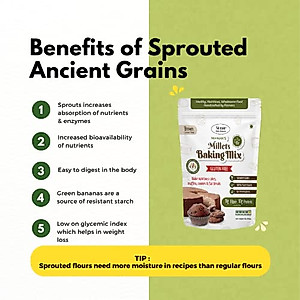 NIHKAN Gluten free Sprouted Millets Baking Mix Flour- 454g (16 Ounces) | Self Raising Flour for Multipurpose Baking needs of cakes, muffins, cookies and pizza | High protein & High Fibre