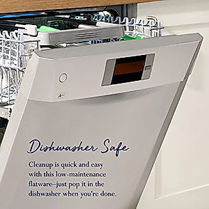 Pfaltzgraff Sapphire Bay 53-Piece Stainless Steel Flatware Set with Serving Utensil Set and Steak Knives, Service for 8