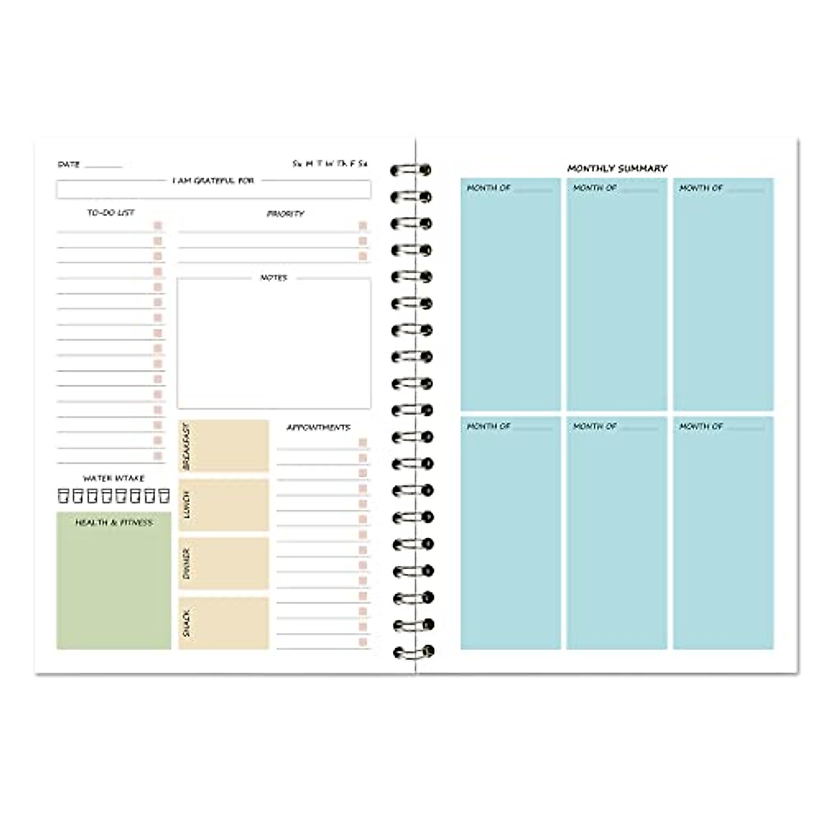 MOYSTAR Daily Planner Undated - 180 Days 2024 Daily Planner with Twin-Ring Spiral Binding, To Do List Planner Notebook