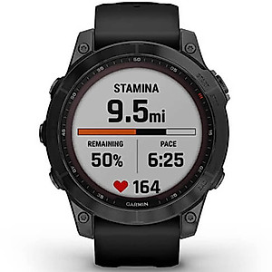 Garmin 010-02540-20 Fenix 7 Sapphire Solar Smartwatch Carbon Gray DLC Titanium with Black Band Bundle with 2 YR CPS Enhanced Protection Pack