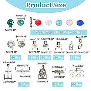arricraft 376 Pcs Bracelet Making Kit, Assorted Mixed Color Glass Beads Findings Glass Pearl Beads, Cross Alloy Pendants & Hangers for Craft Jewelry Stretch Bracelet