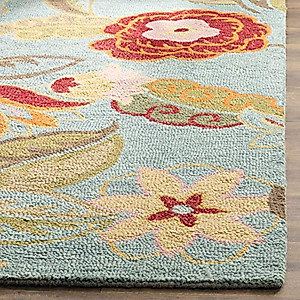 SAFAVIEH Blossom Collection 3' x 5' Blue/Multi BLM675A Handmade Premium Wool Area Rug