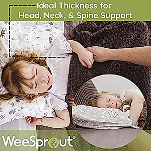 WeeSprout Mini Toddler Pillow for Kids Sleeping - Organic Cotton Shell & Pillowcase with Soft & Supportive Polyfiber Filling – Good for Travel, Machine Washable, 18 x 13 x 3, Safari
