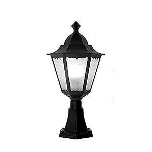 MODEBHD Rustproof Patio Column Light High Brightness E27 Edison Glass Post Lamps Outdoor Waterproof Aluminum Pillar Lantern for Villa Garage Clubhouse Swimming Pool Floor-Standing Lighting