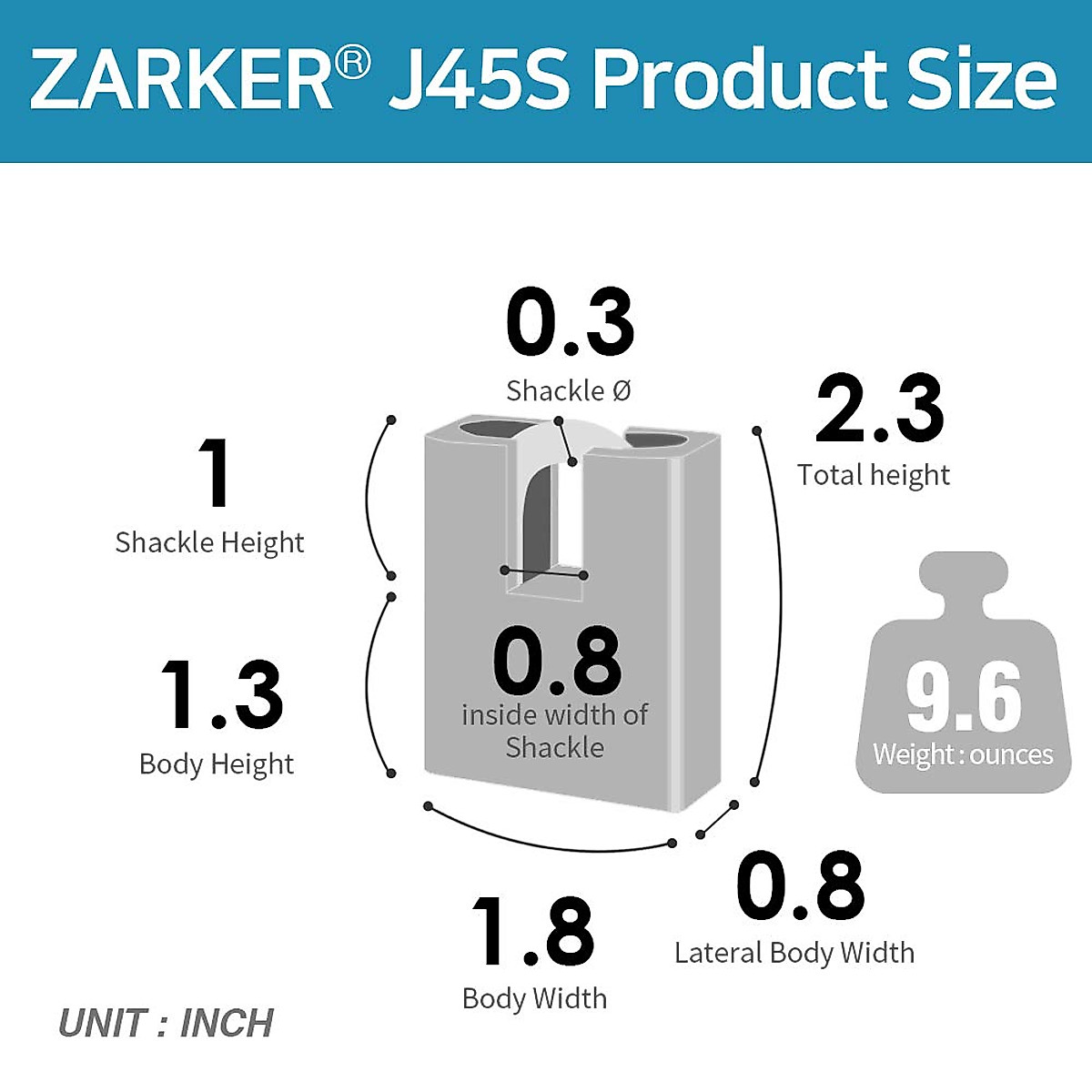 Zarker keyed Alike Padlocks, Heavy Duty Stainless Steel Shackle Lock, Waterproof and Rustproof Storage, Warehouses, Garage, Outdoors, J45S, 4-Pack