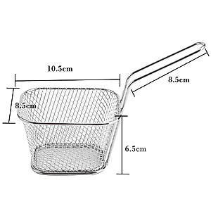 8Pcs Fry Basket, Mini Stainless Steel Chips Deep Fry Baskets with Handle French Fries Cooking Tool Food Presentation Strainer for Cooking, Boiling, or Deep Frying Foods (4.1 * 3.3 * 2.6inch)
