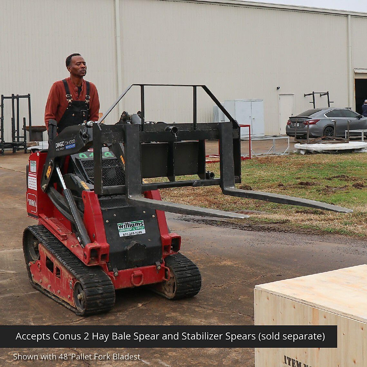 Titan Attachments Mini Skid Steer Pallet Fork Attachment, 36" Fork Blades, Rate 4,000 LB, Quick Tach Mounting