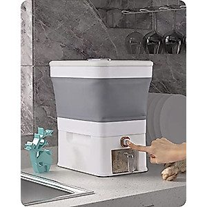Baffect Rice Dispenser, Collapsible 10 to 25 Lbs Rice Food Storage Containers with Airtight Lid and Measuring Cup, Large Food Dispenser Kitchen Organization for Rice, Beans, Grains, Corn