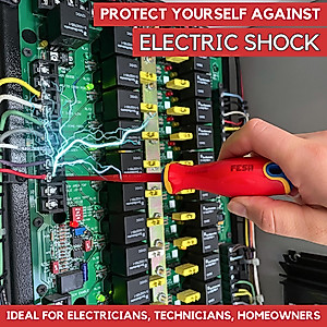 FESA Electrician Insulated Screwdriver Set - 1000V 11-Piece Professional Electrician Screwdriver Set with Magnetic S2 Steel Tips - Pozidriv, Phillips, Flathead or Slotted & Torx - Insulated Tools